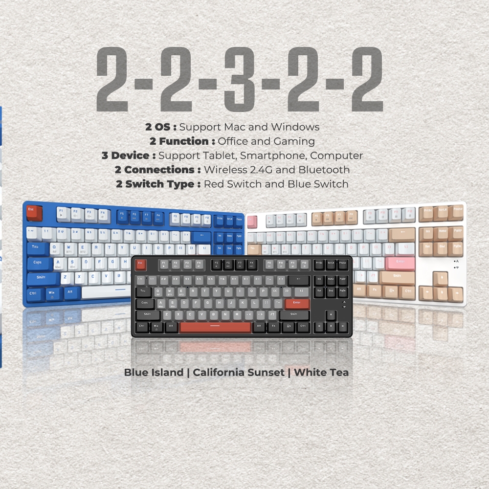Jual Ajazz AK871 TKL Mechanical Keyboard Dual Mode No Light ...