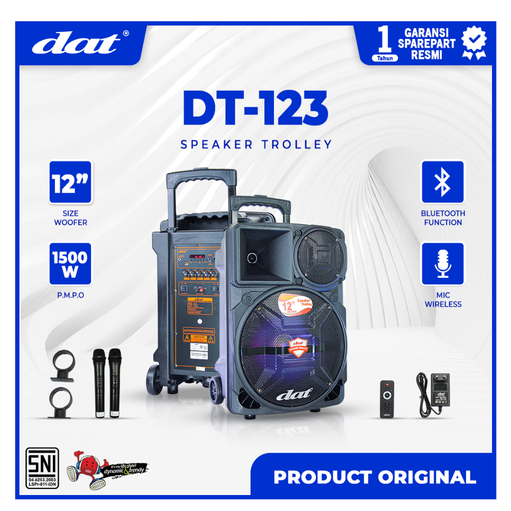 Jual Dat Speaker Trolley DT-123 12 Inch Subwoofer 2 Bluetooth Mic ...