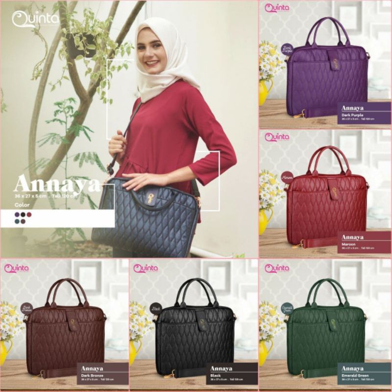 Jual Tas Laptop Besar Quinta || Slempang Laptop Cewek || Annaya Quinta ...
