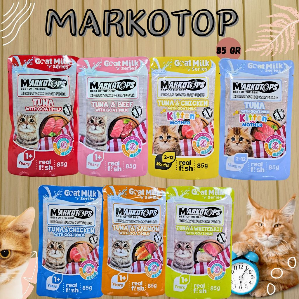 Jual MARKOTOPS Pouch Makanan Basah Kucing 85gr With Goat Milk For Adult ...