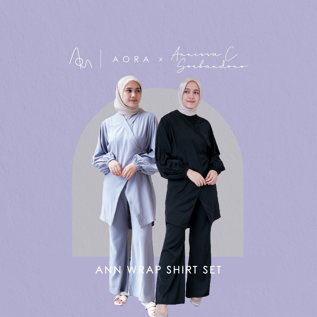 Jual AORA x Annissa C. Soebandono - Ann Wrap Shirt Set | Baju Lebaran Wanita | Shopee Indonesia