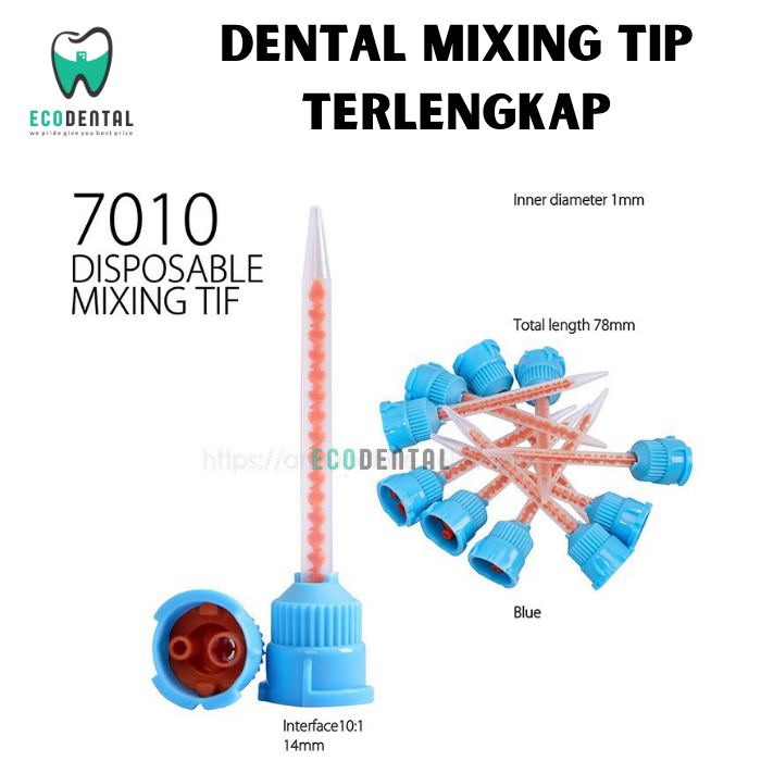 Jual 7010 Dental Mixing Tip Blue 10:1 Mixing Tip Biru Tips Gigi ...