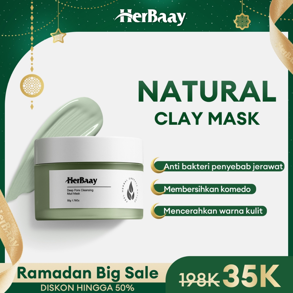 Jual HerBaay Centella Deep Pores Cleansing Clay Mask Anti Pores & Acne ...