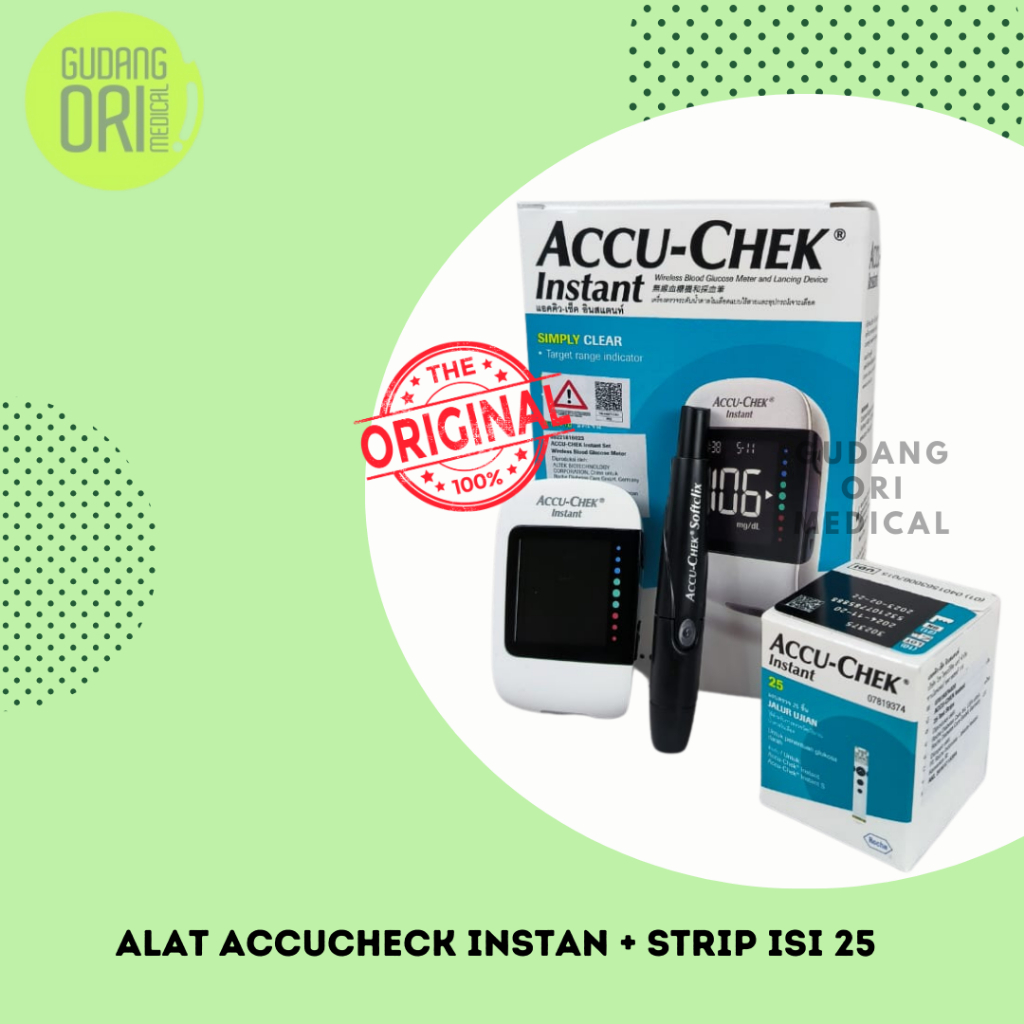 Jual Alat Gula Darah Accucheck Instant / Accu Check Meter + Strip 25 ...