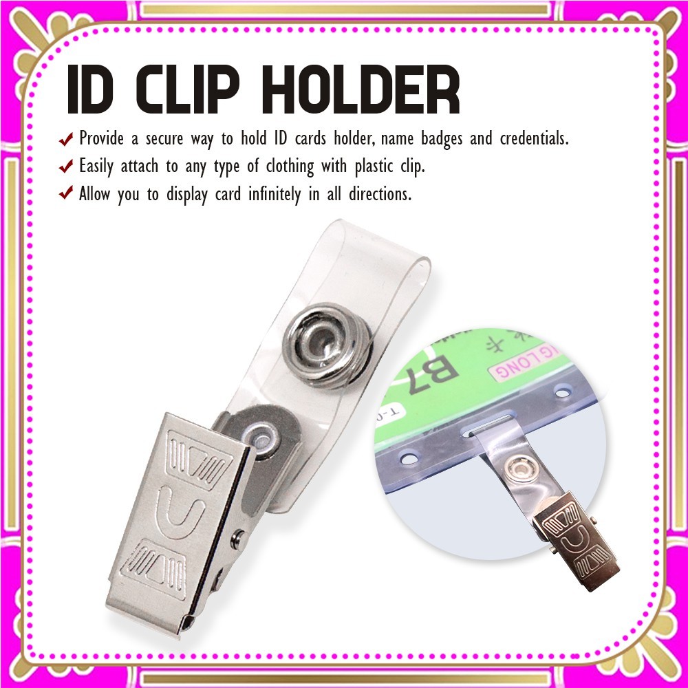 Jual Metal Clip For ID Cards/ID Clip Holder Plastic Color | Shopee ...