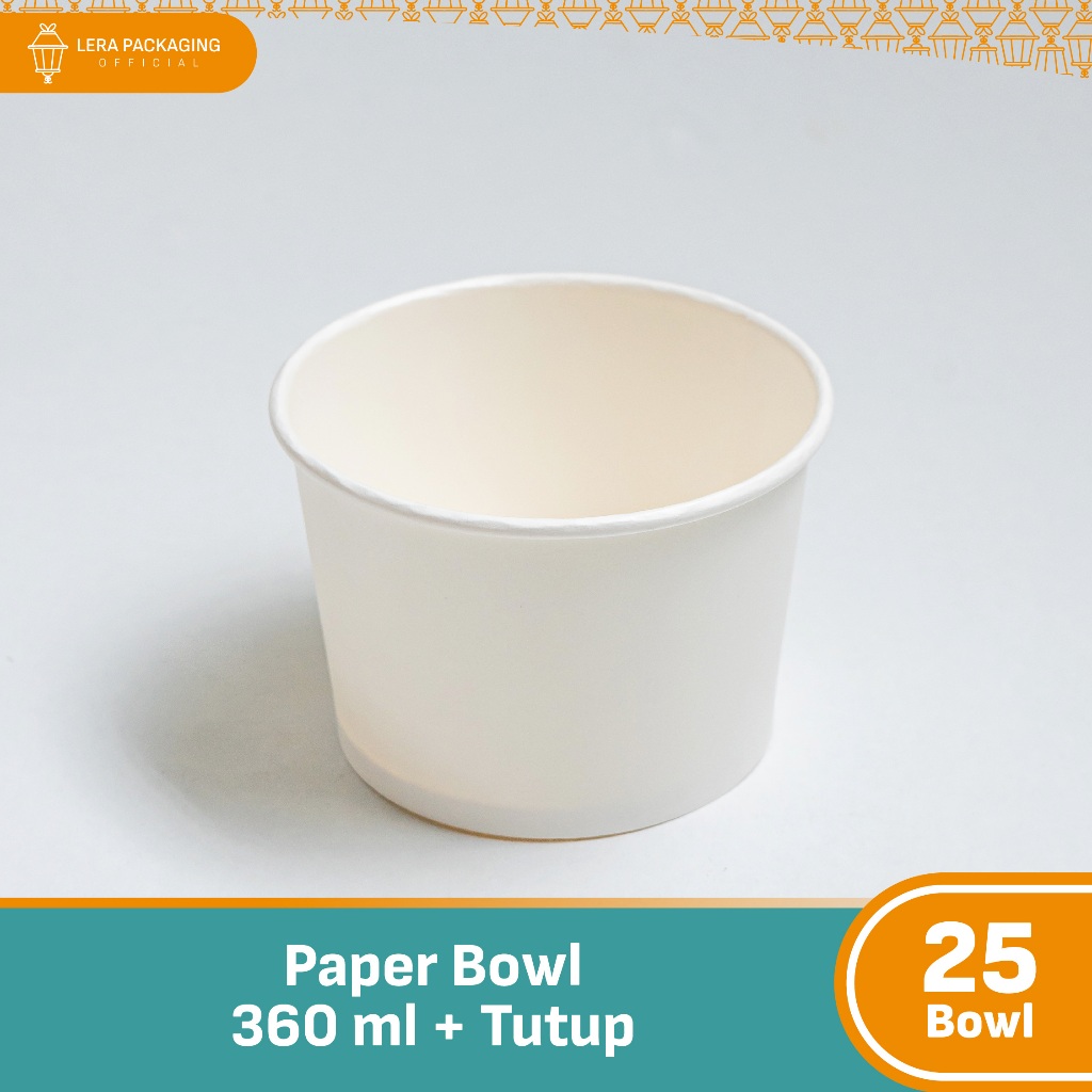 Jual [25pcs] Paper Bowl PUTIH & Tutup /Rice Bowl/Mangkok Kertas (360ml ...