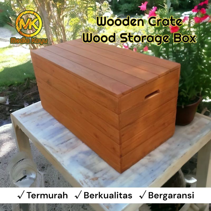 Jual wooden crate box kotak kayu peti kayu penyimpanan plus tutup krat ...