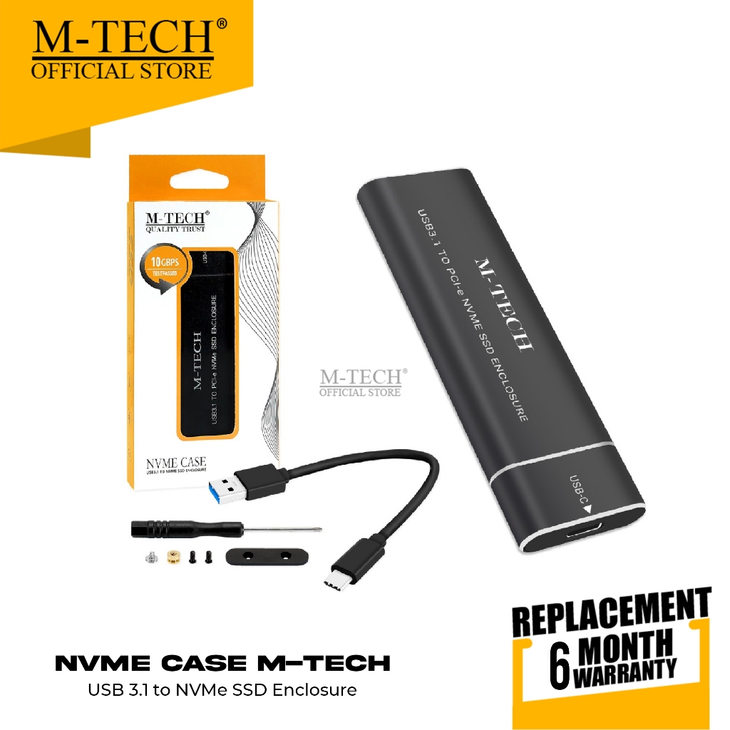 Jual MTECH Original Casing SSD NVME USB 3.1 Type C SSD Enclosure up to 10Gbps | Shopee Indonesia