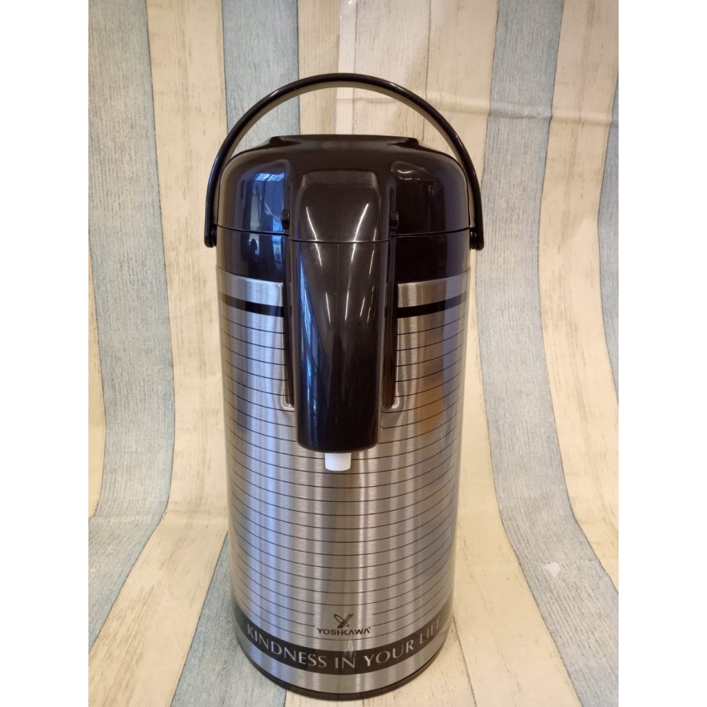 Jual Yoshikawa Termos Pompa Kaca 3 Liter Silver Garis ST-300-TG ...
