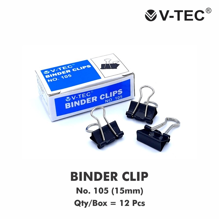 Jual BINDER CLIP NO. 105 15MM V-TEC PENJEPIT KLIP KERTAS PER TUBE ...