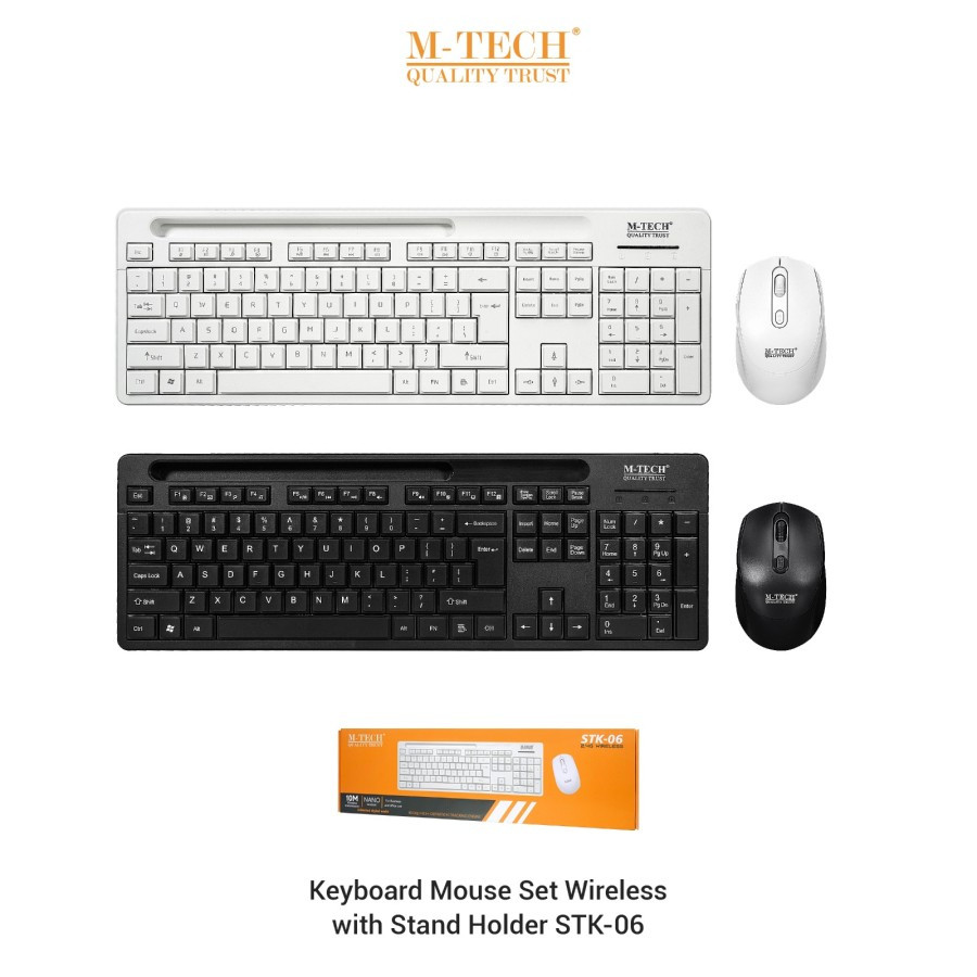 Jual M-tech Keyboard mouse wireless set with stand holder STK06 ...