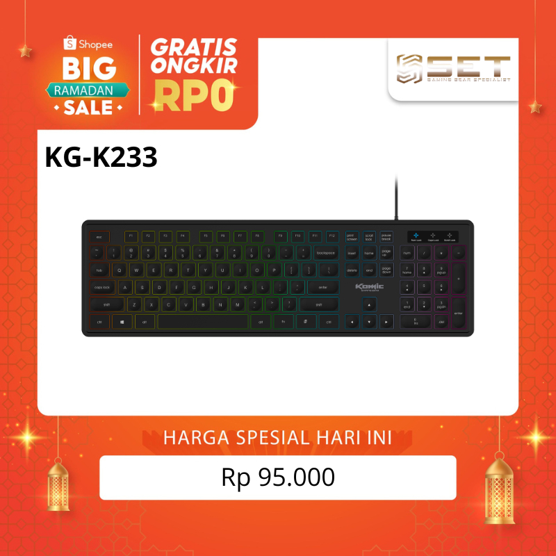 Jual Komic KG-K233 Keyboard Gaming Membrane - LED RGB Backlight | Shopee Indonesia
