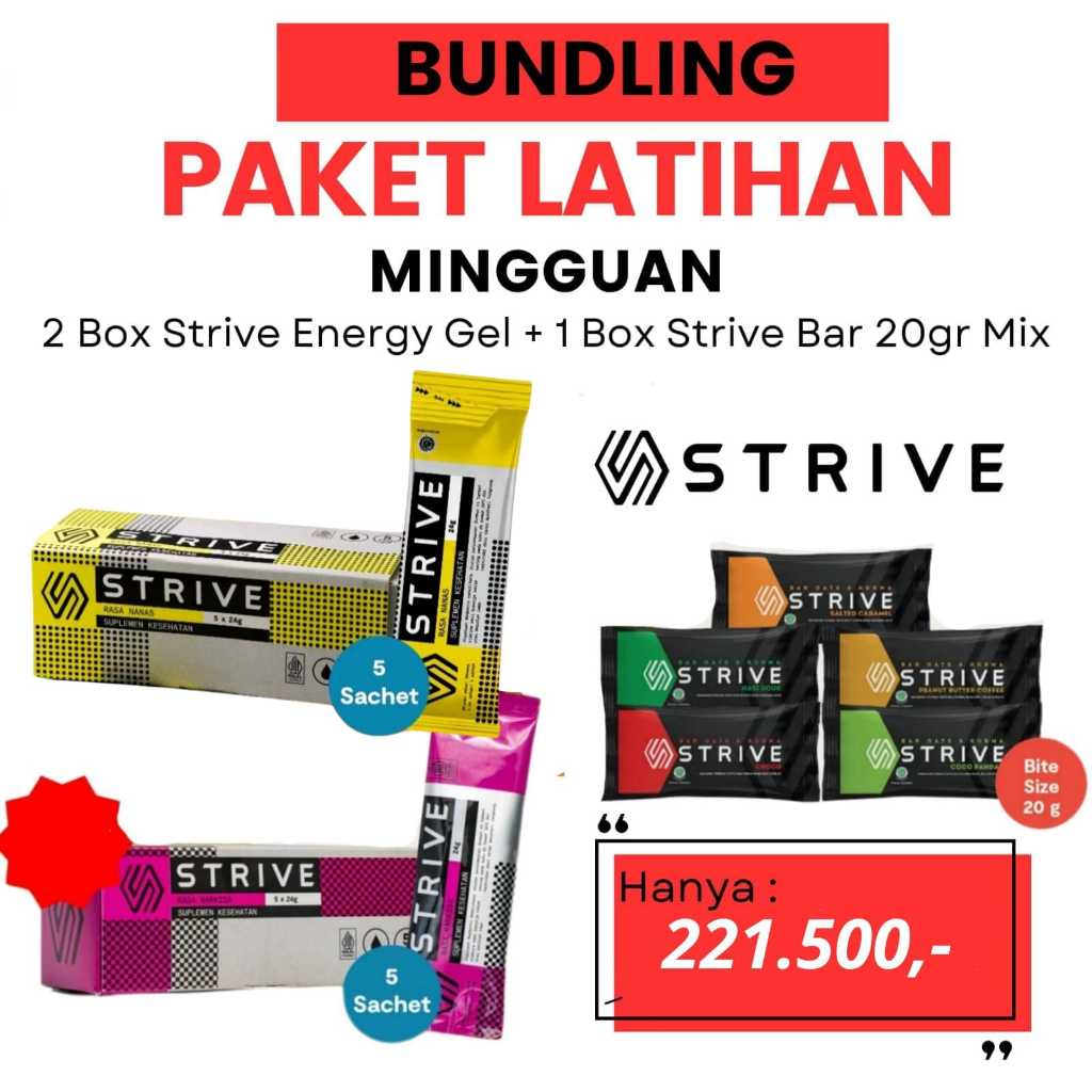 Jual STRIVE Energy Paket Latihan Mingguan Strive Gel Bar Nutrisi ...