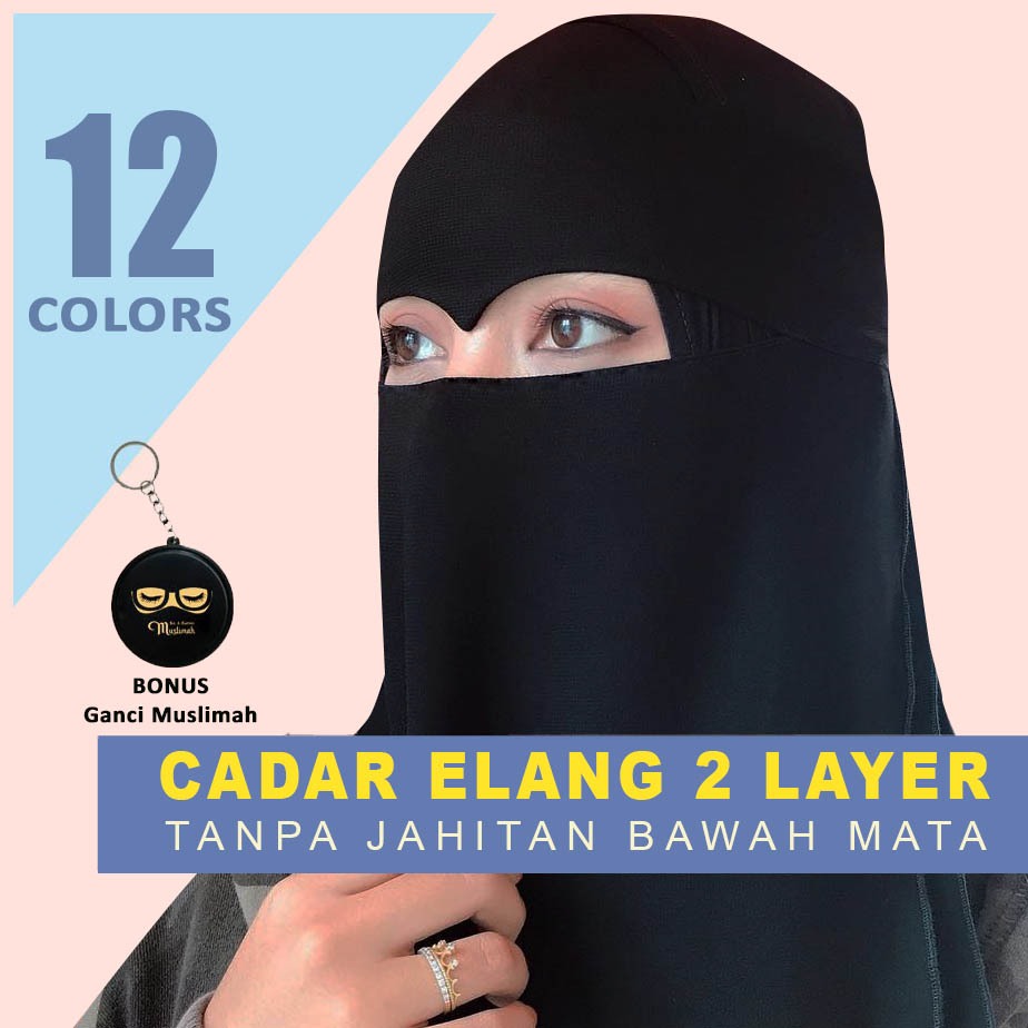 Jual Cadar Mata Elang 2 Layer Niqab Tanpa Jahitan Bawah Mata Niqob Ujung Lancip | Shopee Indonesia