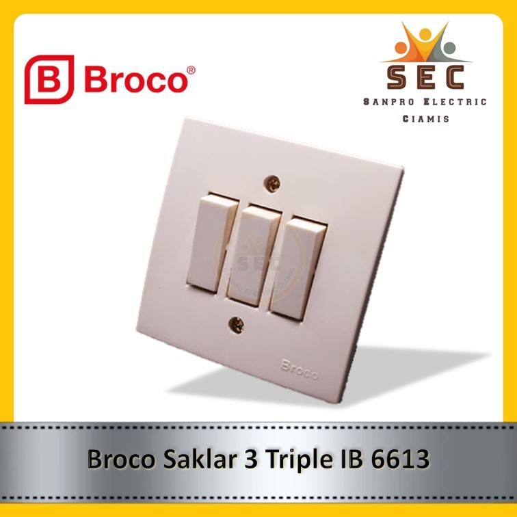 Jual Saklar Broco Switch Triple 3 IB Tanam - BROCO 6613 | Shopee Indonesia