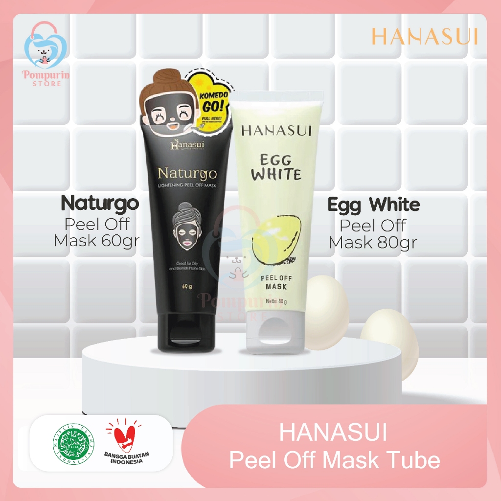 Jual HANASUI Naturgo Peel Off Mask Kemasan TUBE 60gr / Egg White 80gr ...