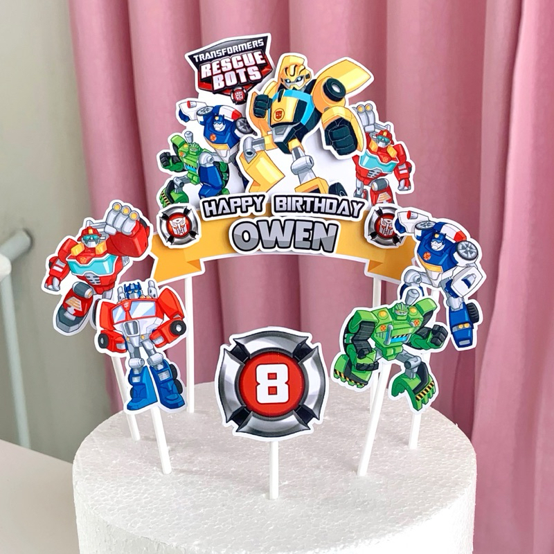 Jual Cake Topper 3D Karakter Transformer Rescue Bots Bumblebee Optimus ...