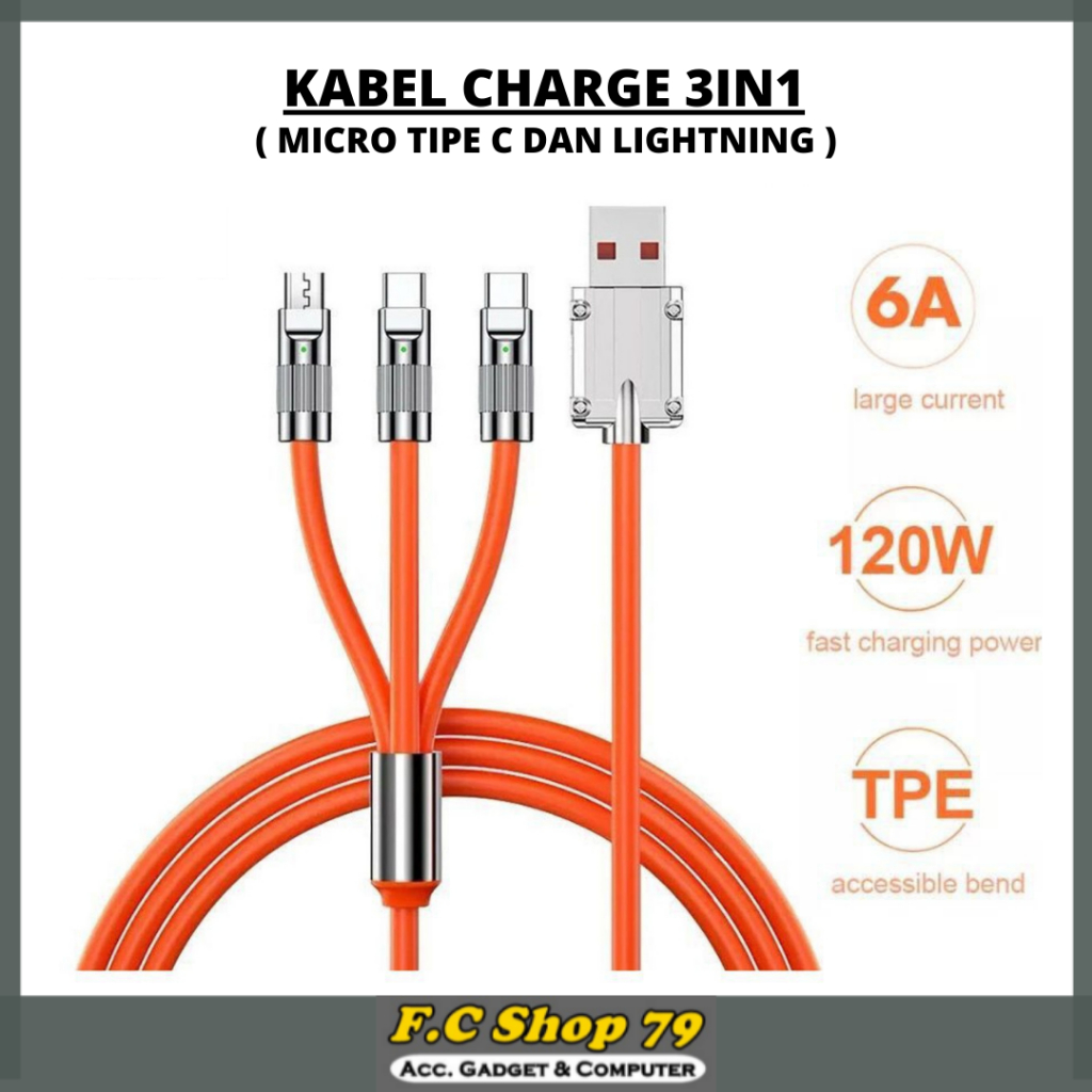 Jual KABEL CHARGE CAS 3IN1 TIPE C TEPSI DAN MICRO MIKRO DAN LIGHTNING ...