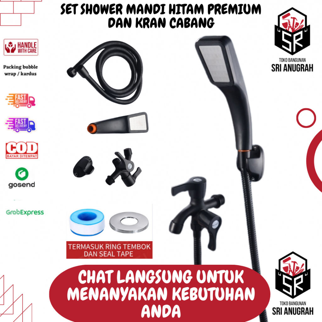 Jual Set Shower Mandi Hitam Premium Dan Kran Cabang Full Hitam | Shopee ...
