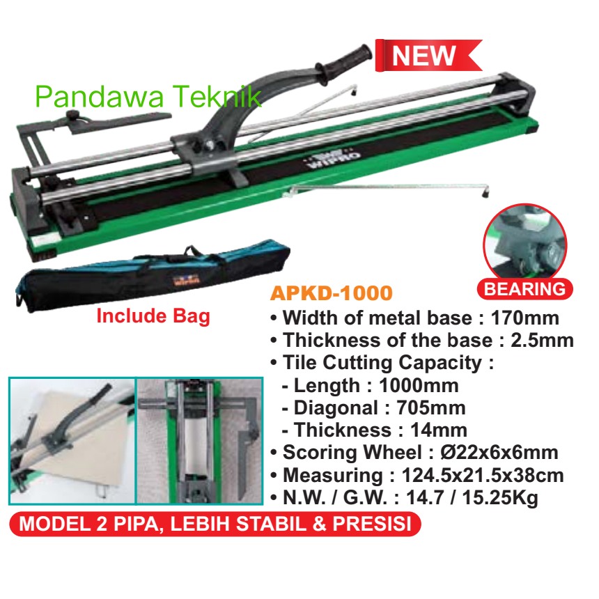 Jual ALAT POTONG KERAMIK GRANIT 1000Mm model dorong wipro APKD1000 ...
