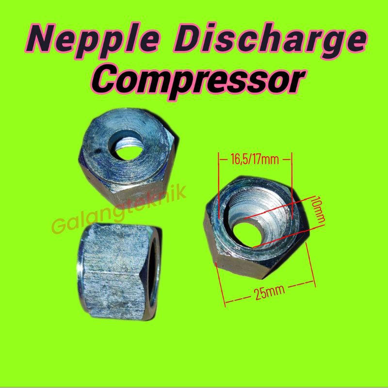 Jual Nepple-Nut Discharge Compressor angin/udara || nepel nut drat pipa ...