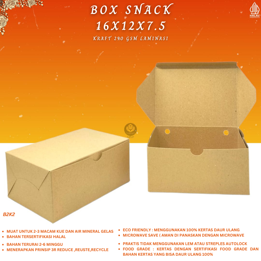 Jual Dus Snack 16x12 Box Snack Laminasi (16x12x7.5-B2K2) | Shopee Indonesia