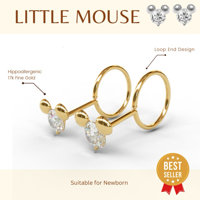 Jual Original Best Seller Anting Bayi Anti Alergi ! Little Mouse ...