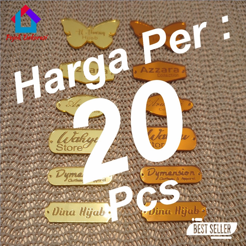Jual Custom Nama Merek Label Hijab Akrilik Mirror Murah Harga Per 20 ...