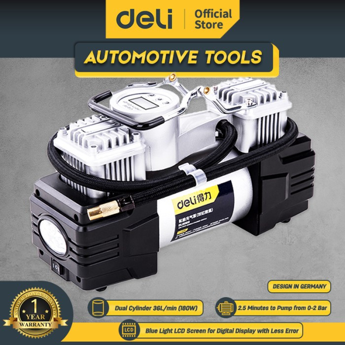 Jual Deli Kompresor Angin Mini Digital Silinder Ganda Otomatis 180W ...