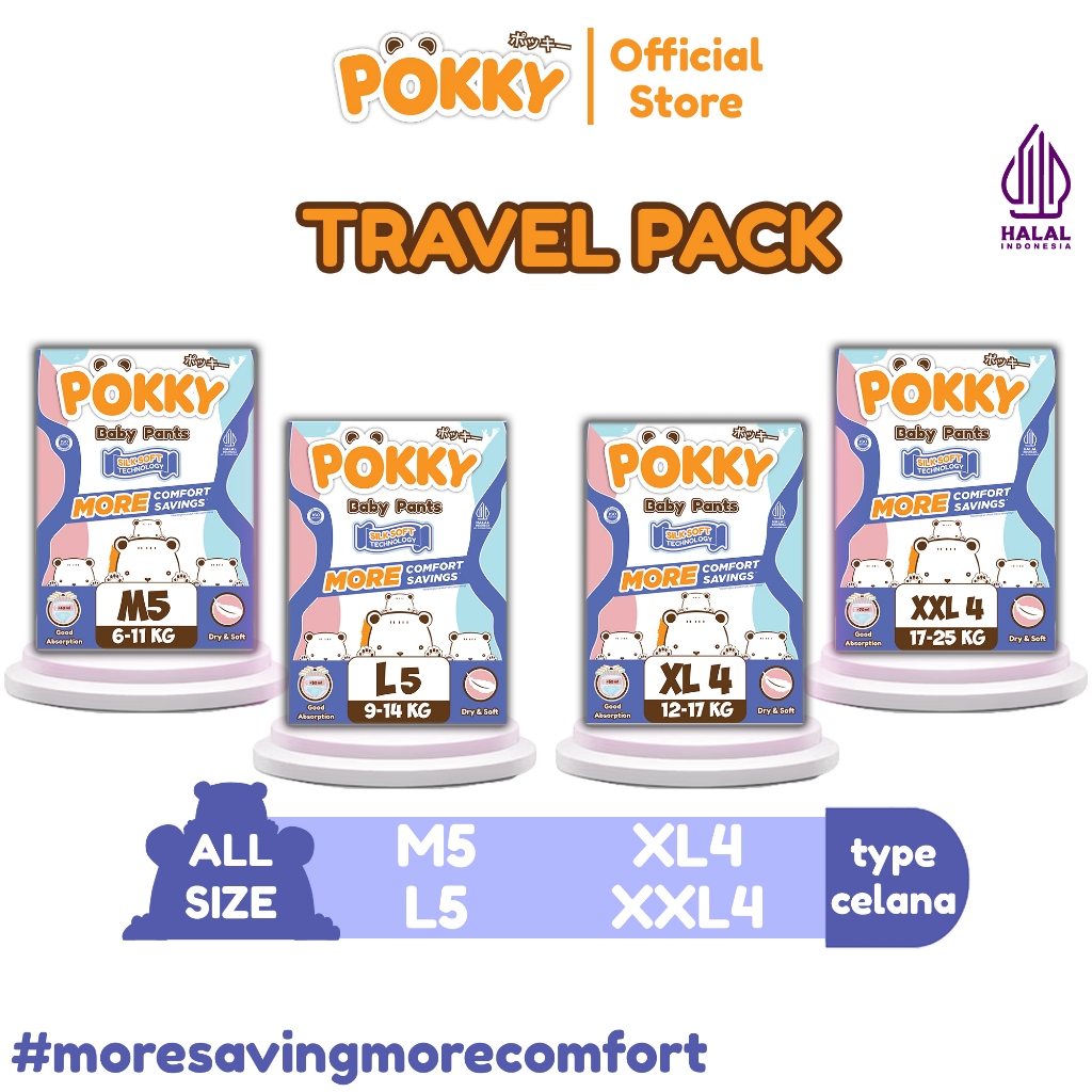 Jual [1 BAG] POKKY Pants Travel Pack M5/L5/XL4/XXL4 | Shopee Indonesia
