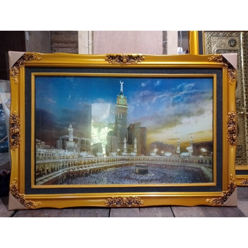 Jual Kaligrafi mekkah lampu + lampu kedip menara jumbo 125 x 85cm ...
