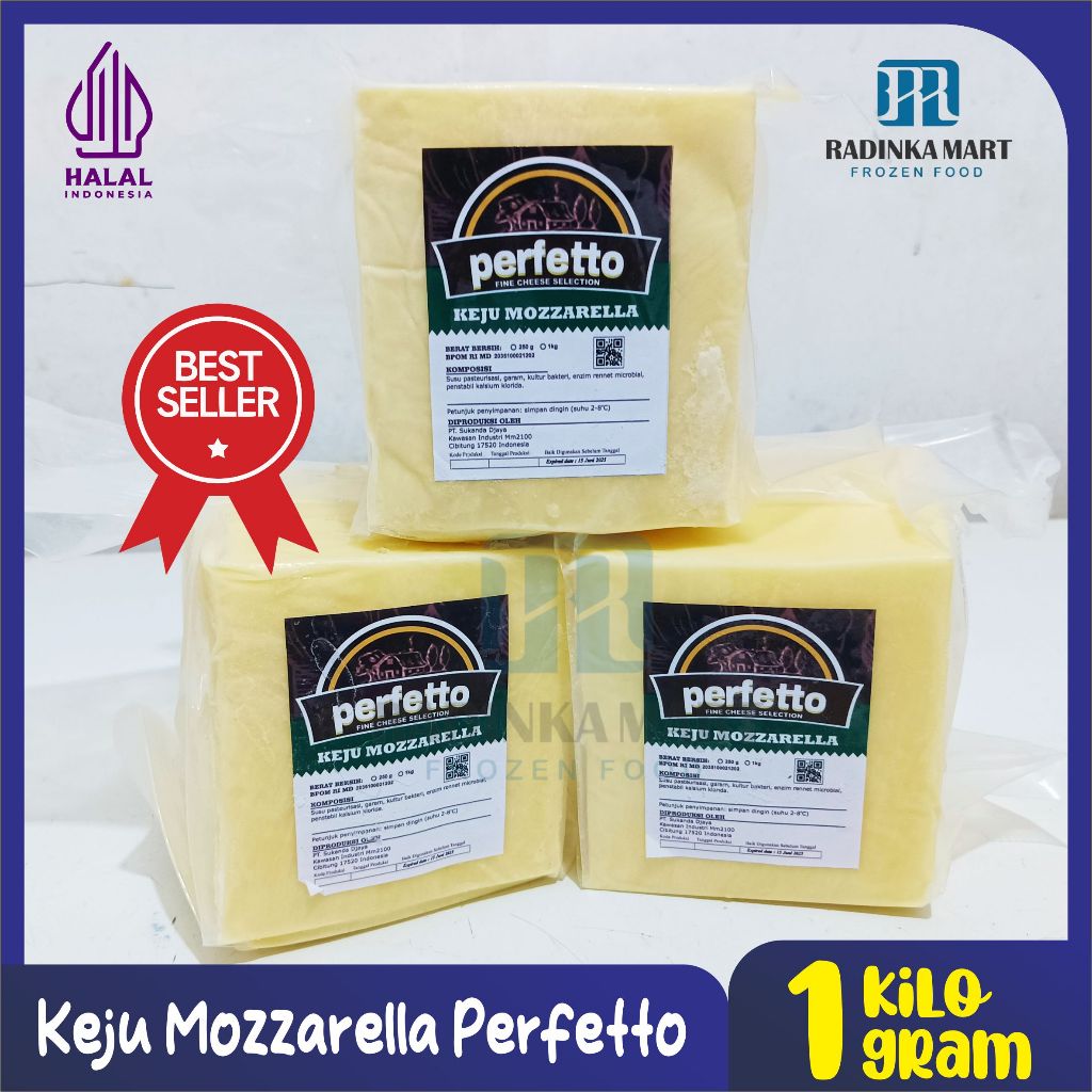 Jual Keju Mozzarella Perfetto 1kg Murah/Perfetto mozzarella cheese 1kg ...