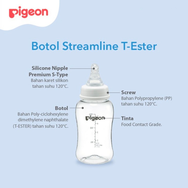 Jual BOSU117 PIGEON Botol susu standart neck BOTTLE PP CLEAR STREAMLINE 150ML BOTOL PIGEON / T ...