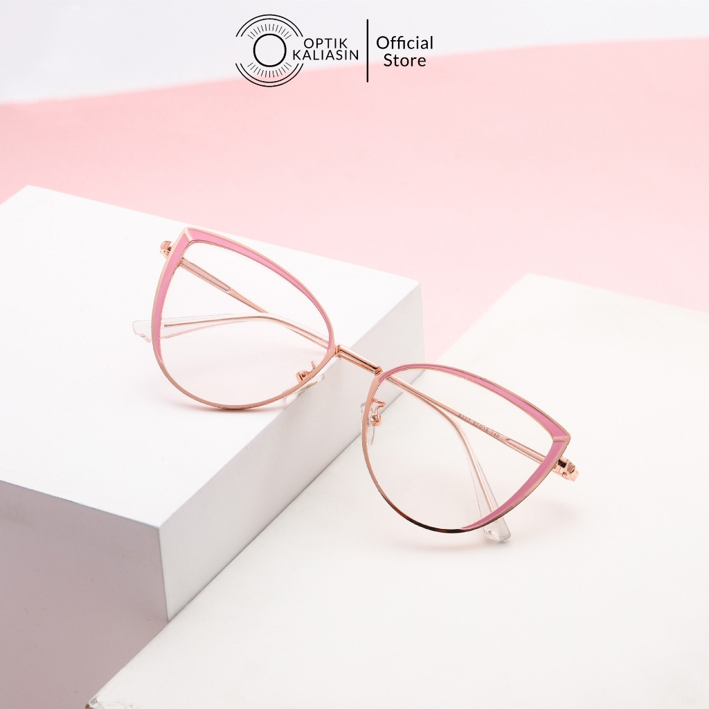 Jual OPTIK KALIASIN - Frame Kacamata wanita cat eye mata kucing titanium metal pegas minus anti ...