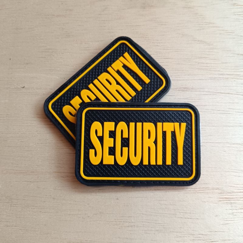 Jual patch rubber logo tulisan security kuning - satpam - tempelan ...