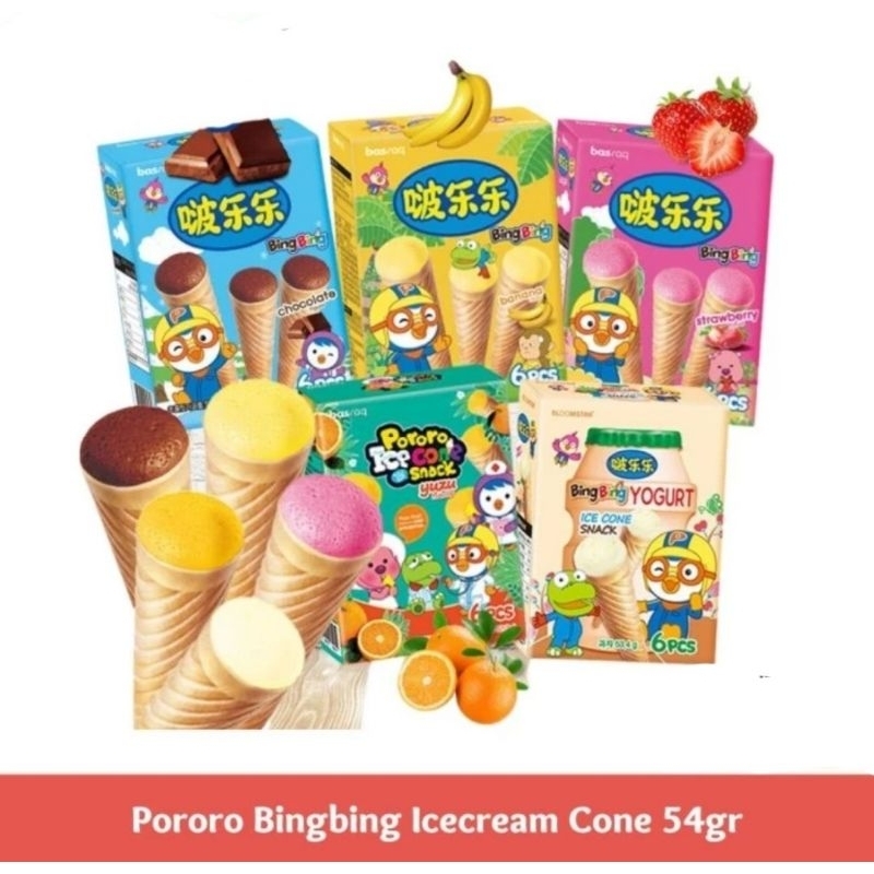 Jual Pororo Ice Cone Snack Yogurt 6Pcs 1 Box Banana Strawberry ...