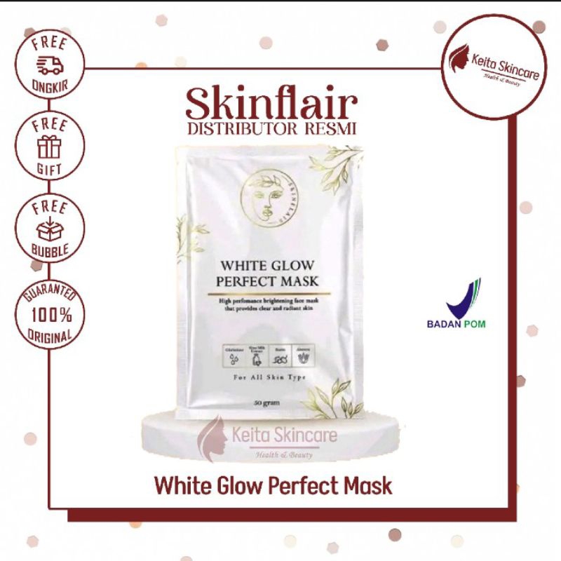 Jual Skinflair White Glow Perfect Mask Masker Tone Up Organic Pencerah ...