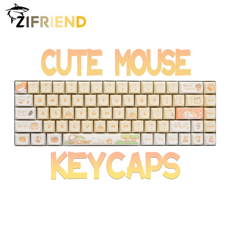 Jual Zifriend Cute Mouse Keycaps PBT Dye-sublimated XDA Height 131 Keys ...