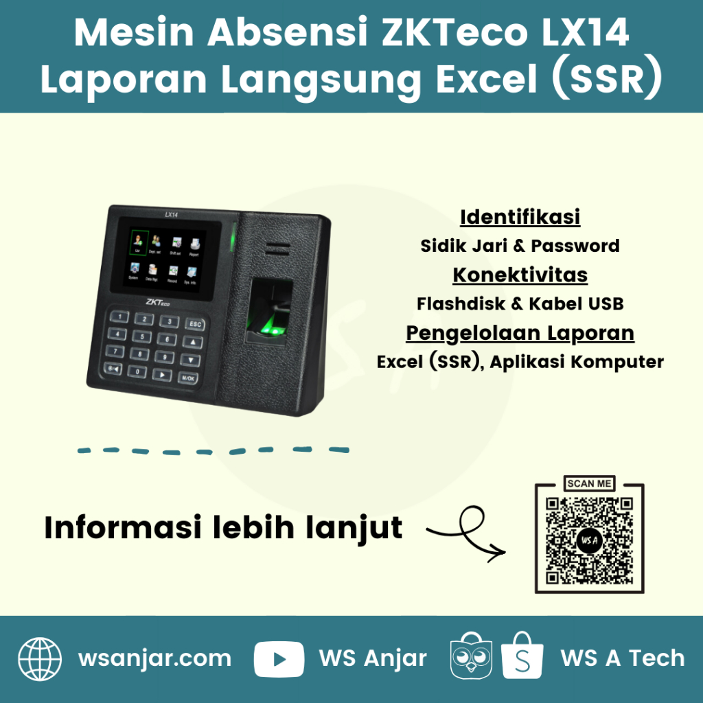 Jual Mesin Absensi SSR Laporan Excel ZKTeco LX14 - Sidik Jari (Fingerprint) Password | Shopee ...