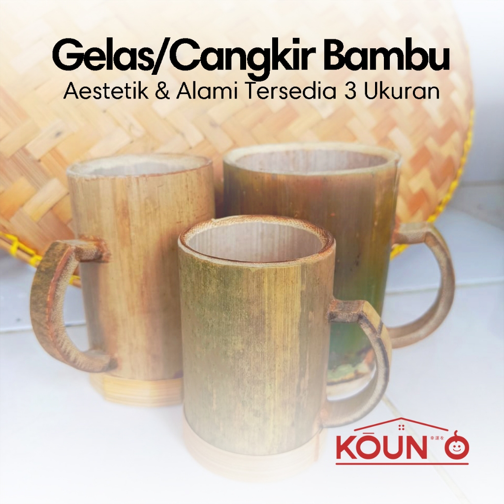 Jual Cangkir Mug Bambu Asli Natural Gelas Angkringan Tradisional Kerajinan Bambu Gelas Unik ...