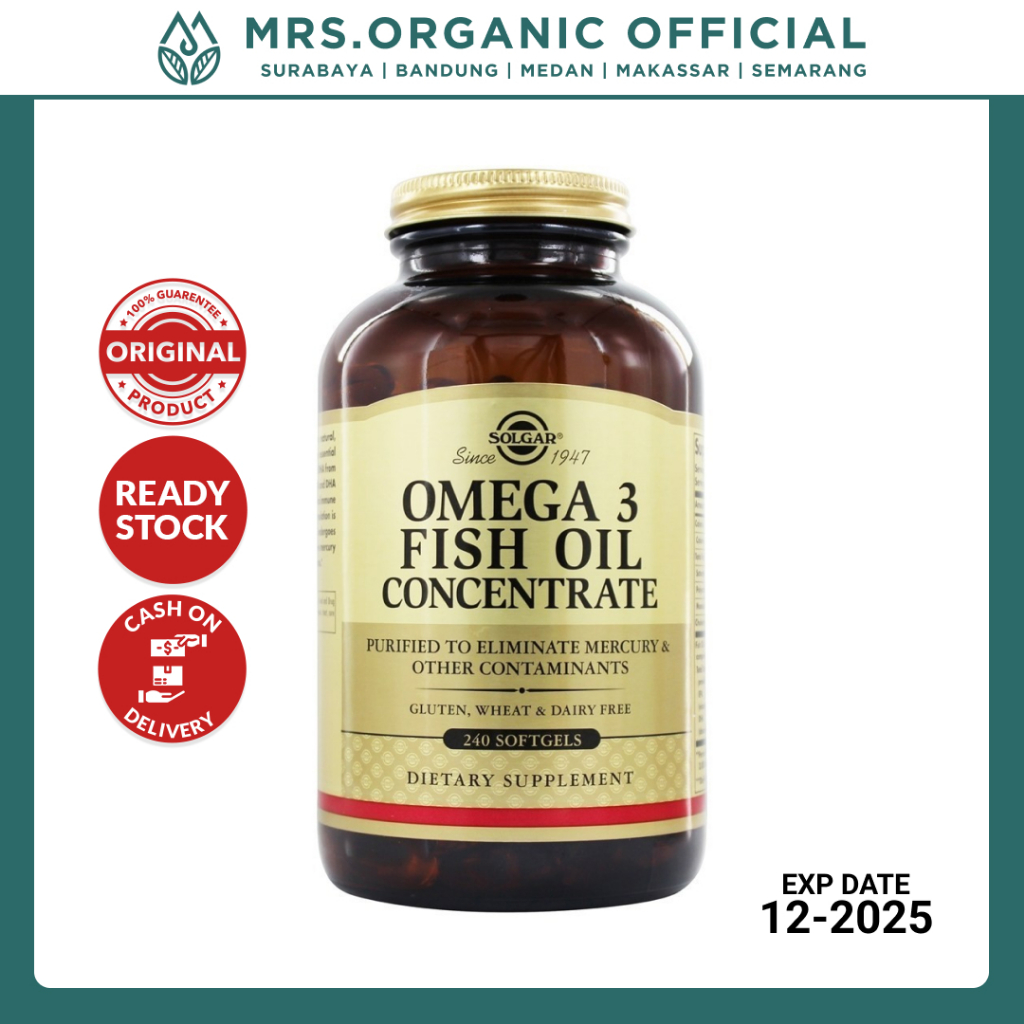 Jual Vitamin Suplemen Omega 3 Fish Oil Concentrate Solgar 240 Softgels ...