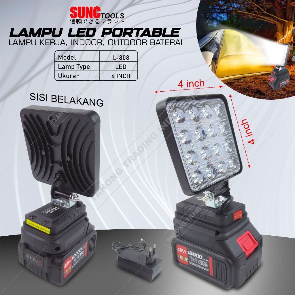 Jual Lampu LED Portable Lamp Baterai 21V 48VF Cahaya Putih Terang SUNC TOOLS | Shopee Indonesia