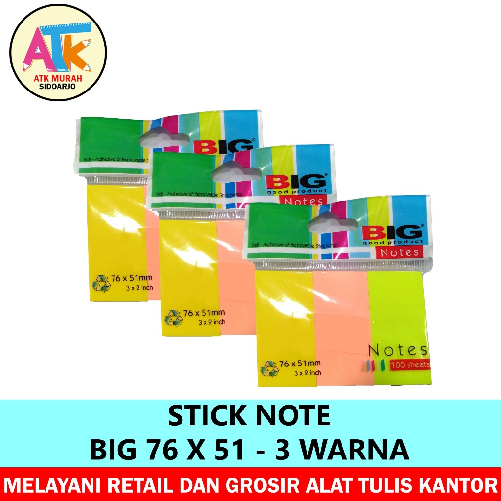 Jual STICKNOTE BIG 76X51 3 WARNA | Shopee Indonesia