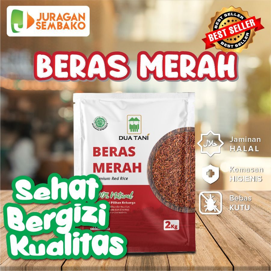 Jual Beras Merah Dua tani 2kg - HALAL cocok untuk diet dan untuk ...