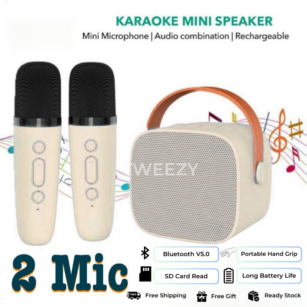Jual Wireless Speaker Microphone Karaoke Set 2 Mic Bluetooth Mini Full ...