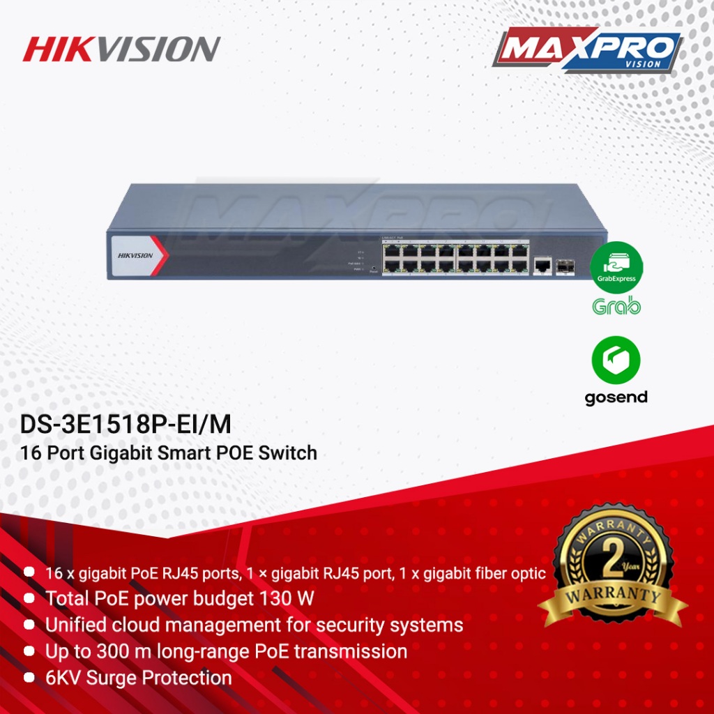 Jual DS-3E1518P-EI/M - HIKVISION 16 PORT GIGABIT SMART POE SWITCH 2 ...