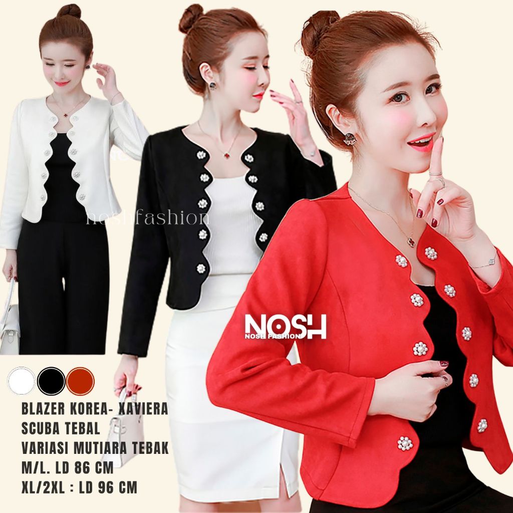 Jual Blazer Kerja Kantor Wanita Korean Style Mutiara List Xavierra ...