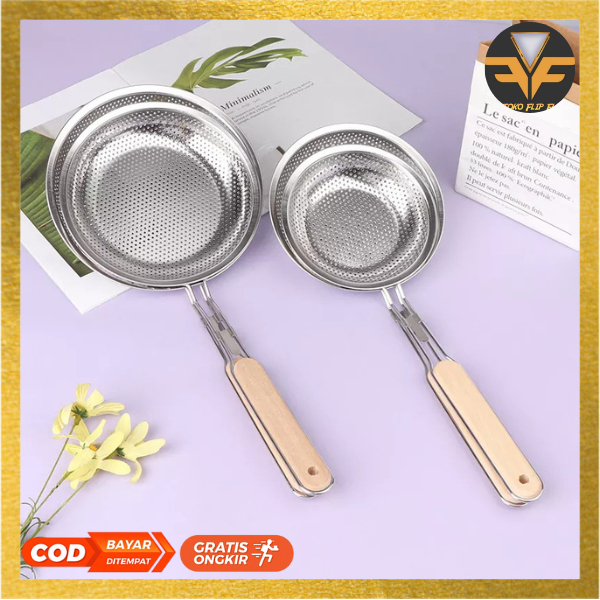 Jual Saringan Stainless Gagang Kayu Serok Tirisan Gorengan Mie Sayur ...