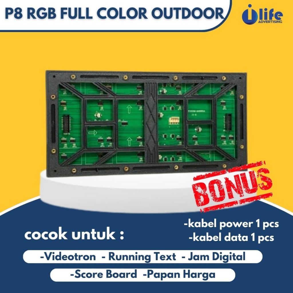 Jual Panel Module Modul LED P8 Running Text SMD RGB Full Color Outdoor ...
