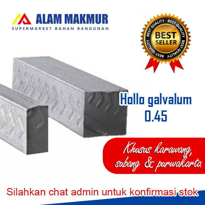 Jual Hollow Galvalum 2x4, 4x4 tebal 0.45 panjang 4 meter | Shopee Indonesia